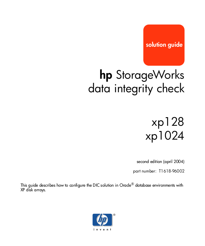 HP xp128, xp1024 data integrity check
