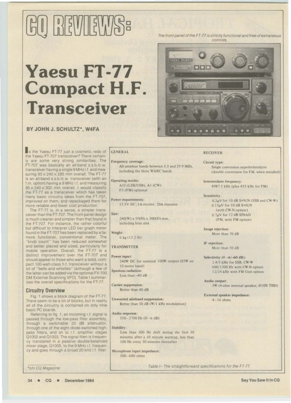 YAESU FT-77 review