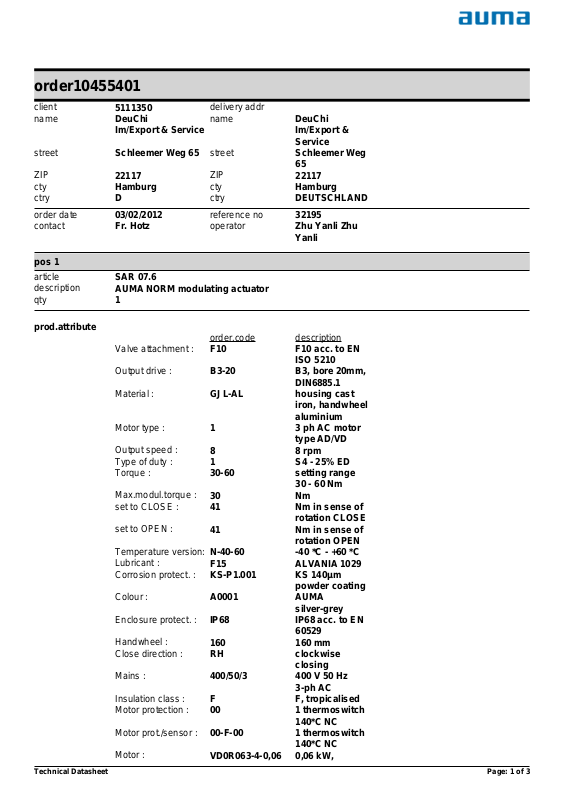 AUMA SAR 07.6 Service Manual