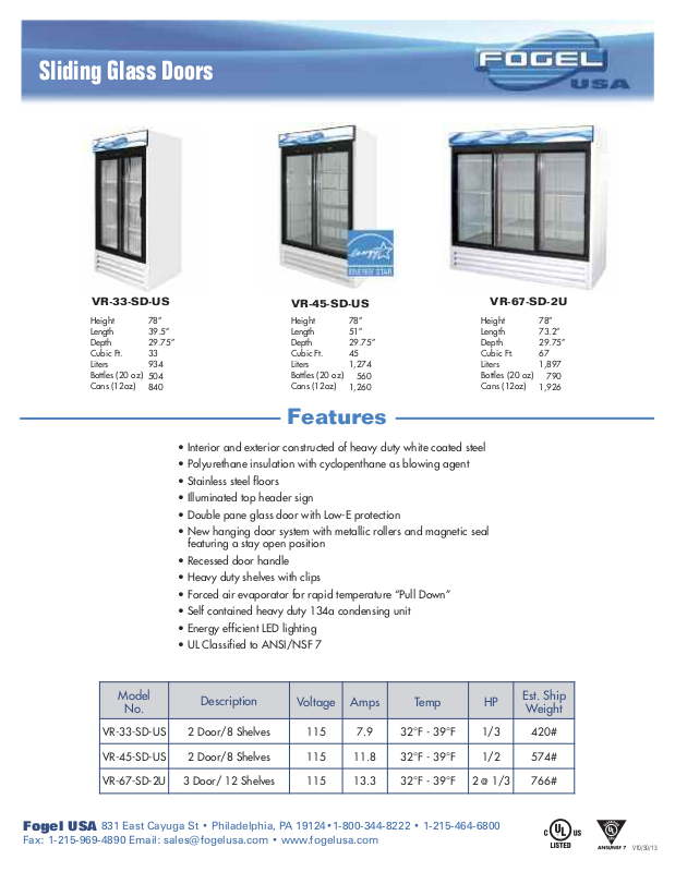 Fogel Usa VR-33-SD-US User Manual