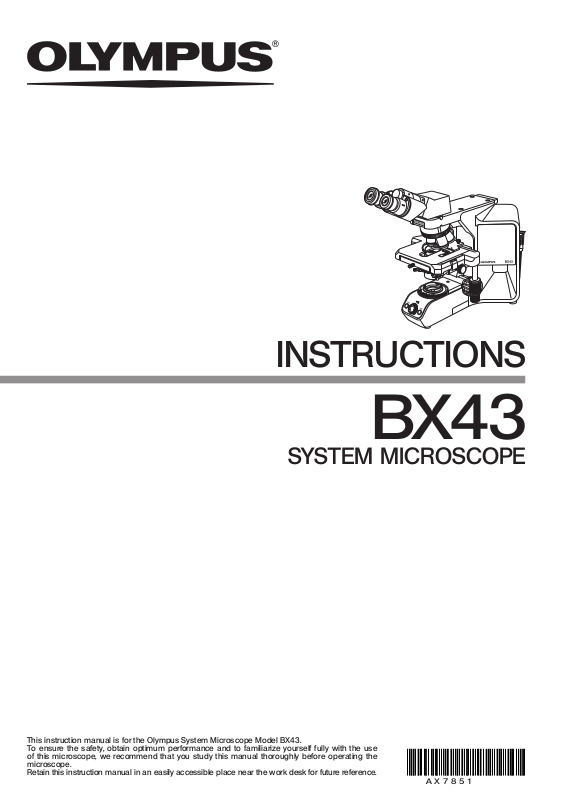 Olympus BX43 User manual